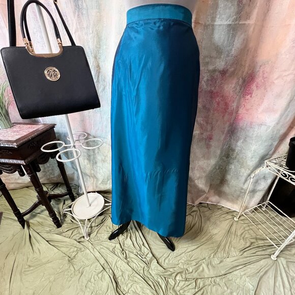 J.R. Nites | Skirts | Vtg Jr Nites Elegant Teal Xl Maxi Skirt With Slit ...
